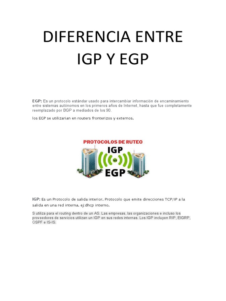 Diferencias entre IGP y EGP en Redes | PDF | Informática