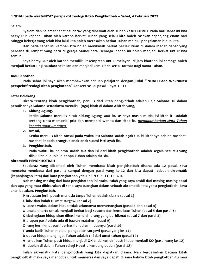 Pengkhotbah | PDF