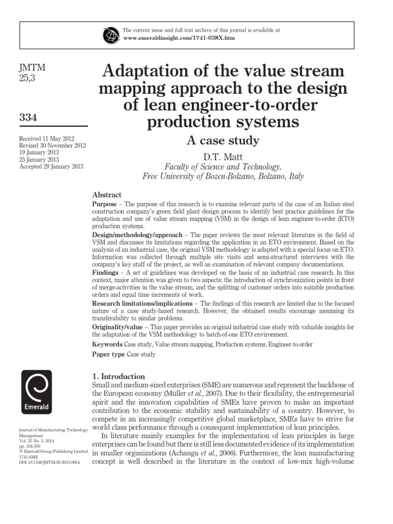 Adaptation of The Value Stream Mapping Approach To The Design of Lean Engineer-To-Order ...