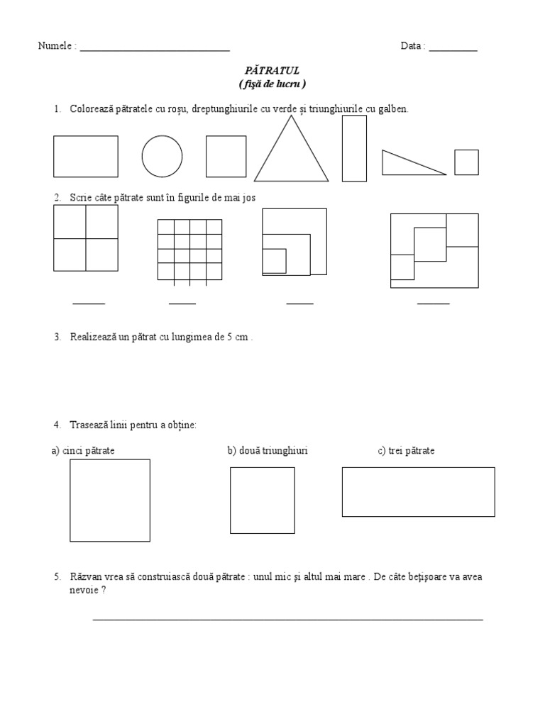 Fisa de Lucru Patratul | PDF