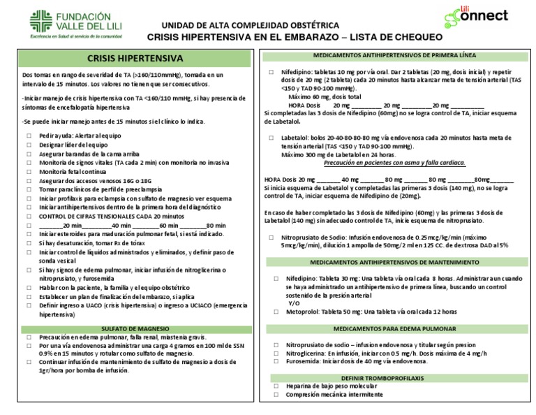 4 Lista De Chequeo Crisis Hipertensiva 2 0 Pdf Presión Sanguínea