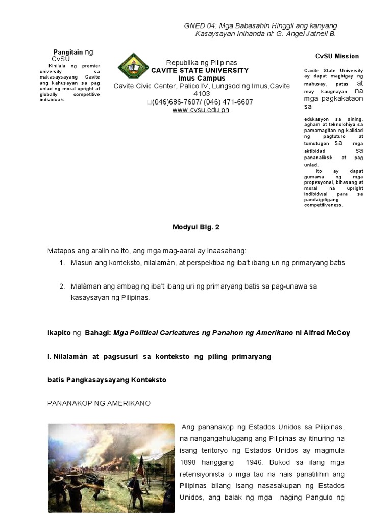 Cavite State University Imus Campus: Pangitain Cvsu Mission | PDF