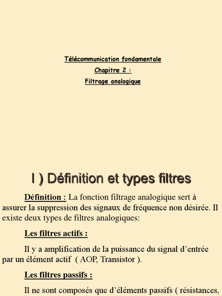Types de filtres analogiques | PDF | Filtre (électronique) | Filtre ...