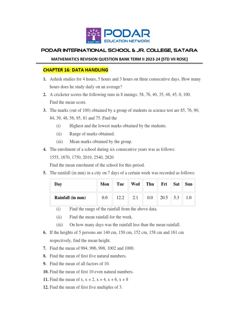 Cbse Mathematics Question Bank Term Ii Class Vii Rose | Download Free PDF | Area | Rectangle