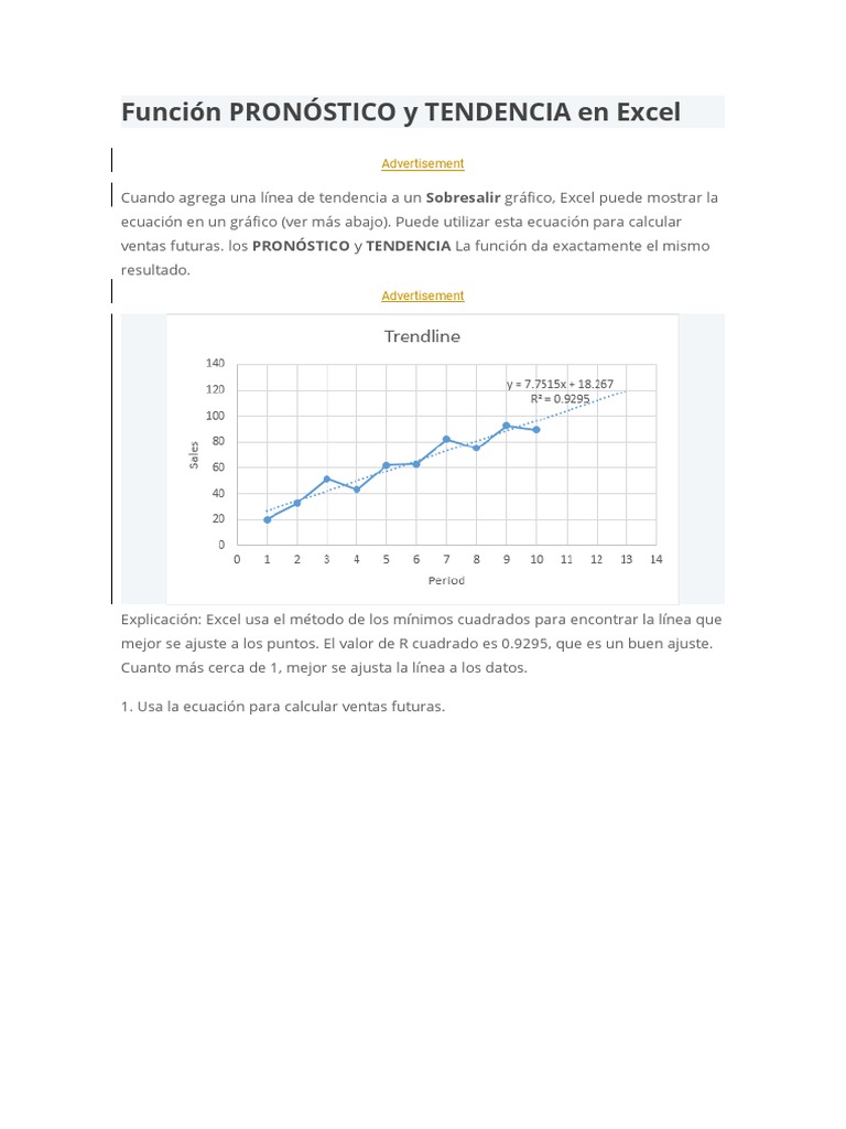 Función PRONÓSTICO y TENDENCIA en Excel | PDF