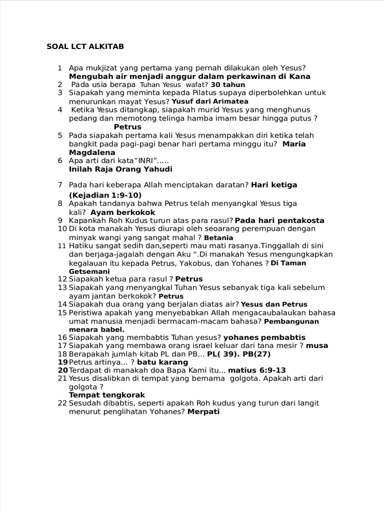 Soal Cca Alkitab | PDF