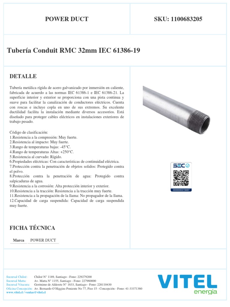 Tubería_Conduit_RMC_32mm_IEC_61386-19 | PDF