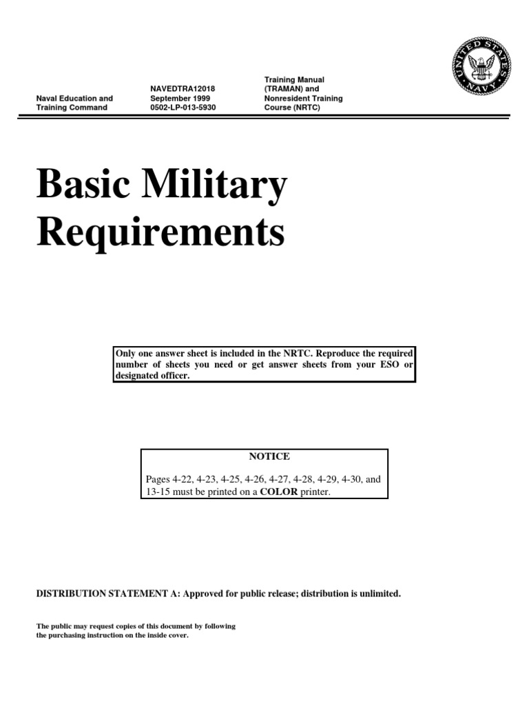 Basic Military Requirements | PDF | United States Navy | Recruit Training