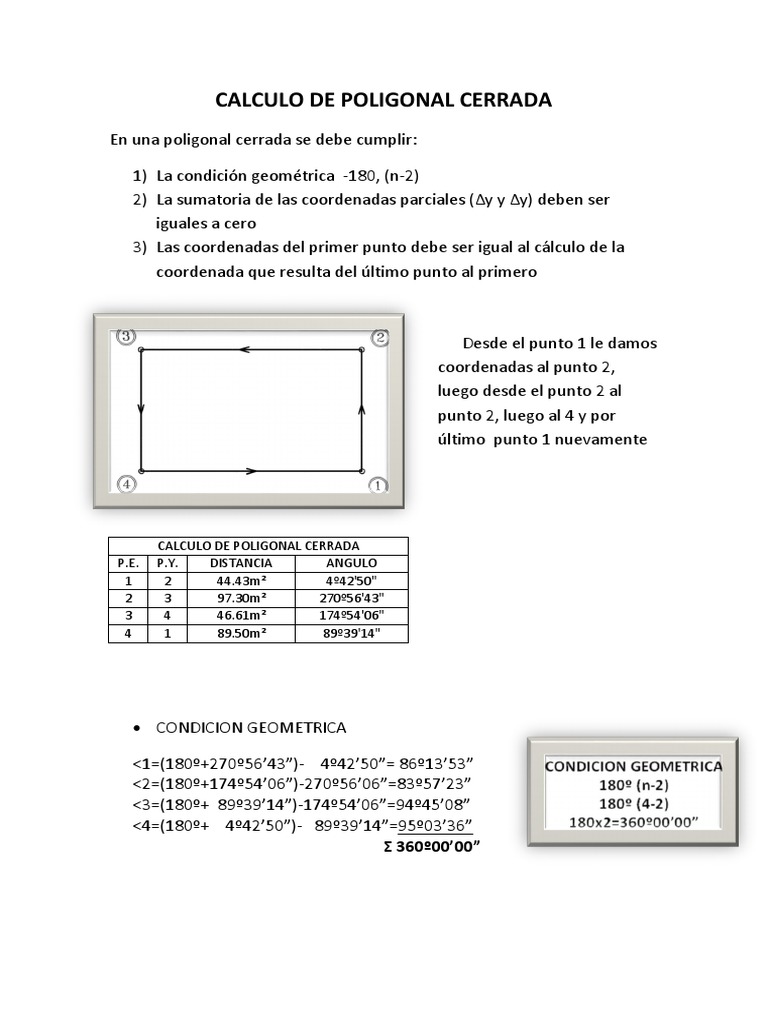 Calculo de Poligonal Cerrada | PDF