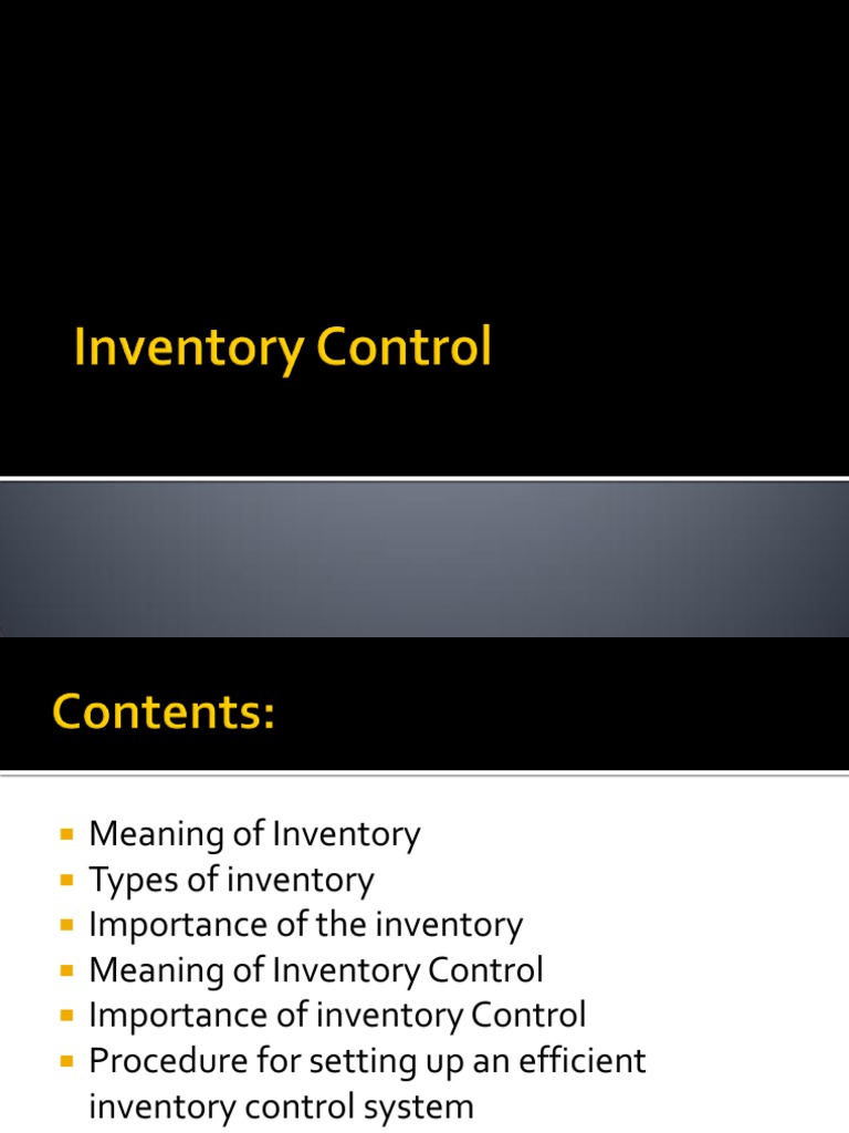 Inventory Control | PDF | Inventory | Industries