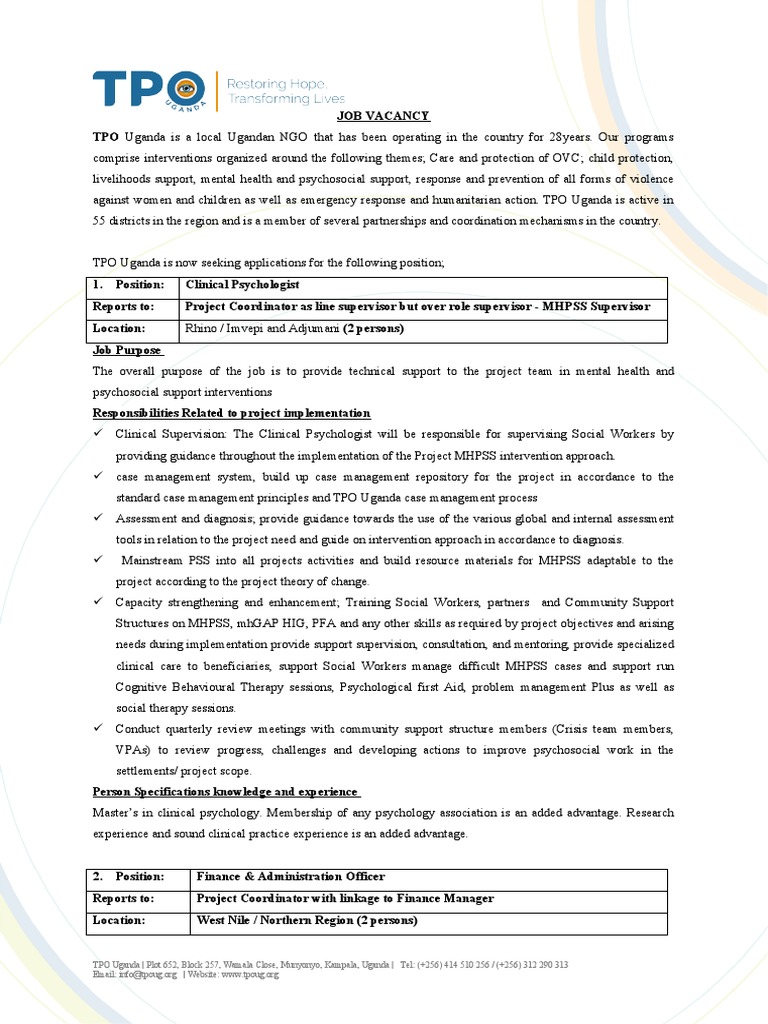 TPO Uganda - Plot 652, Block 257, Wamala Close, Munyonyo, Kampala, Uganda - Tel: (+256) 414 510 ...