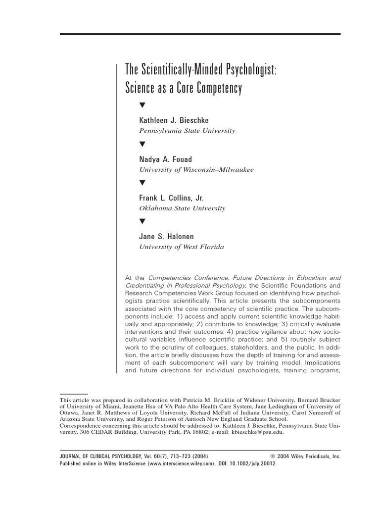 The Scientifically Minded Psychologist Science As A Core Competency ...