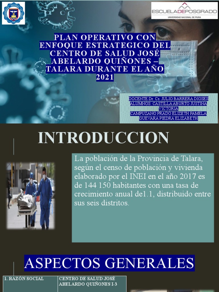 Plan Operativo Con Enfoque Estrategico Del Centro de Salud José ...