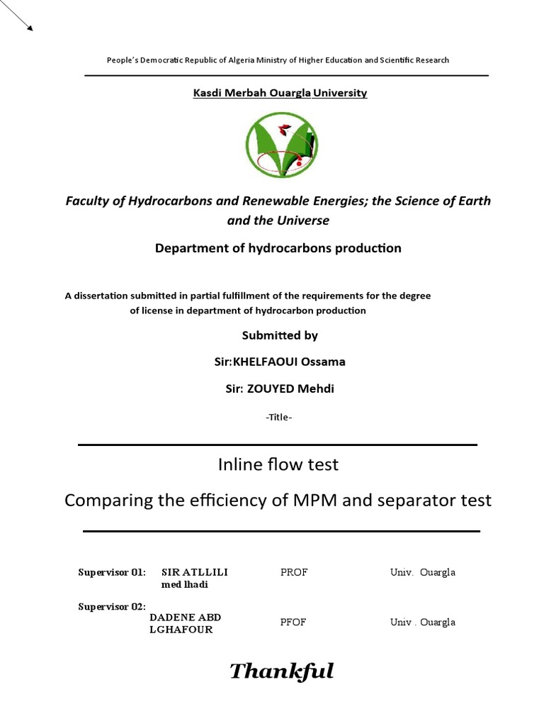 Inline Flow Test Comparing The Efficiency of MPM and Separator Test ...