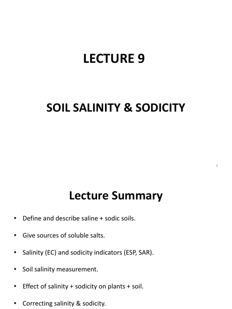 Lecture 9. Soil Salinity Sodicity | PDF | Soil | Groundwater