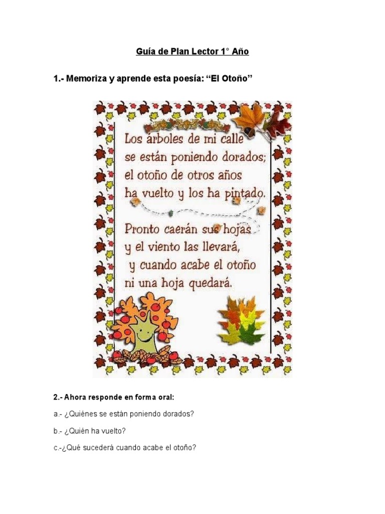 GUIA PLAN LECTOR LENGUAJE 1°años | PDF