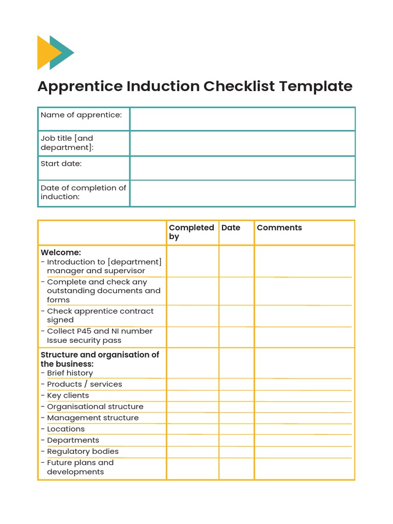 Apprentice Induction Checklist Template 1 | PDF | Employment | Salary