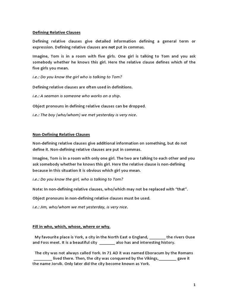 Relative Clauses&tenses | PDF | Language Mechanics | Linguistics