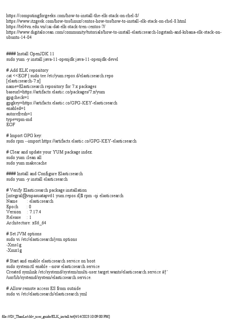 ELK Install | PDF | Sudo | Superuser