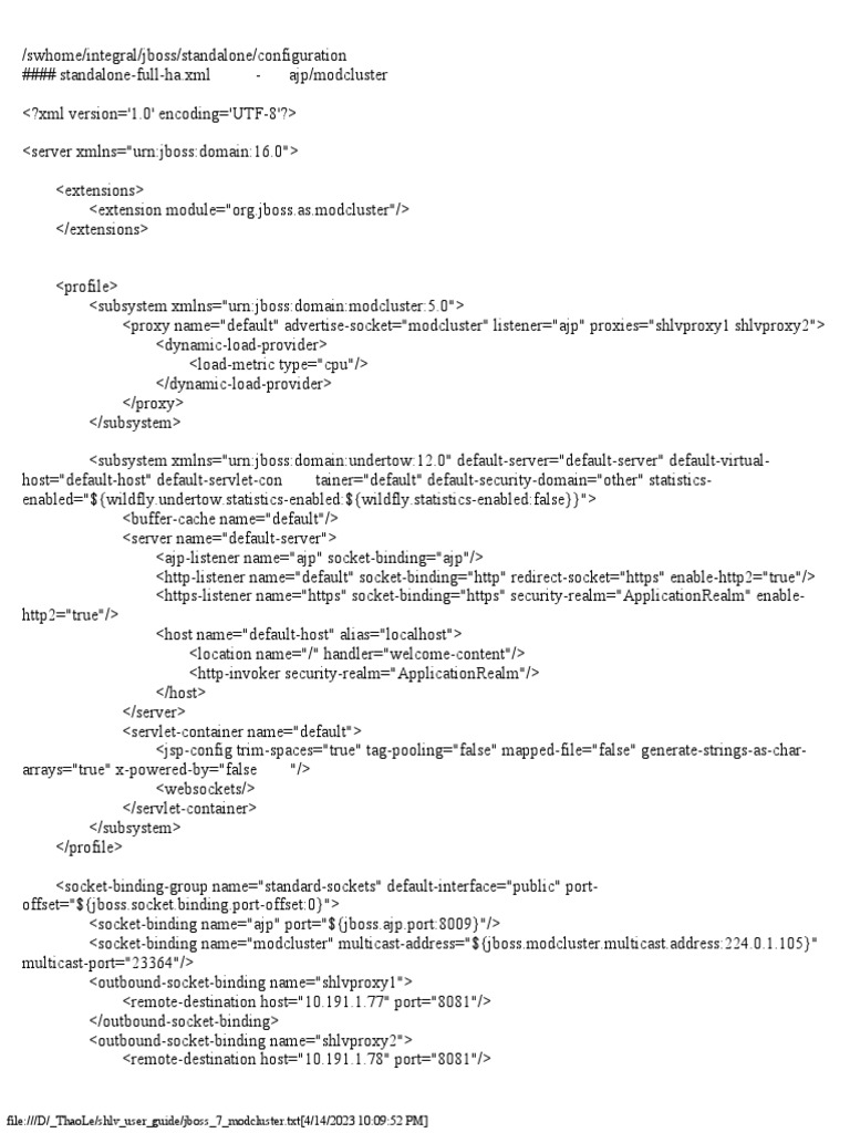 JBoss AS 7 ModCluster Configuration Guide | PDF | Computers ...