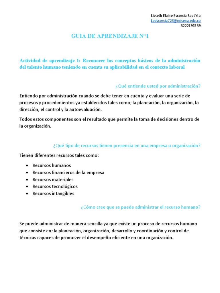 Guia de Aprendizaje N°1 | PDF