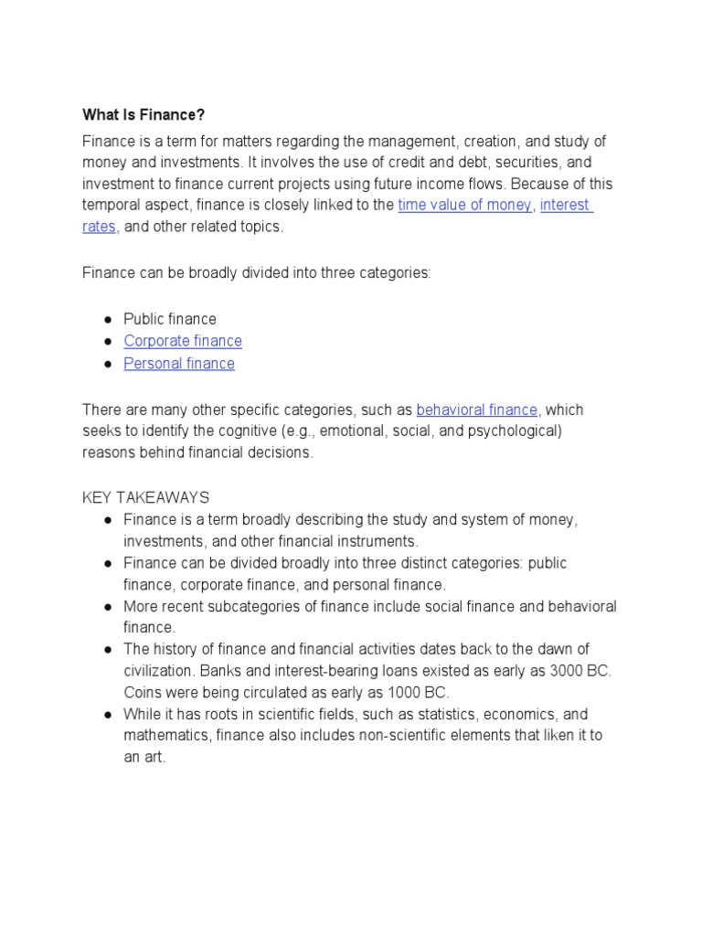 What Is Finance | PDF