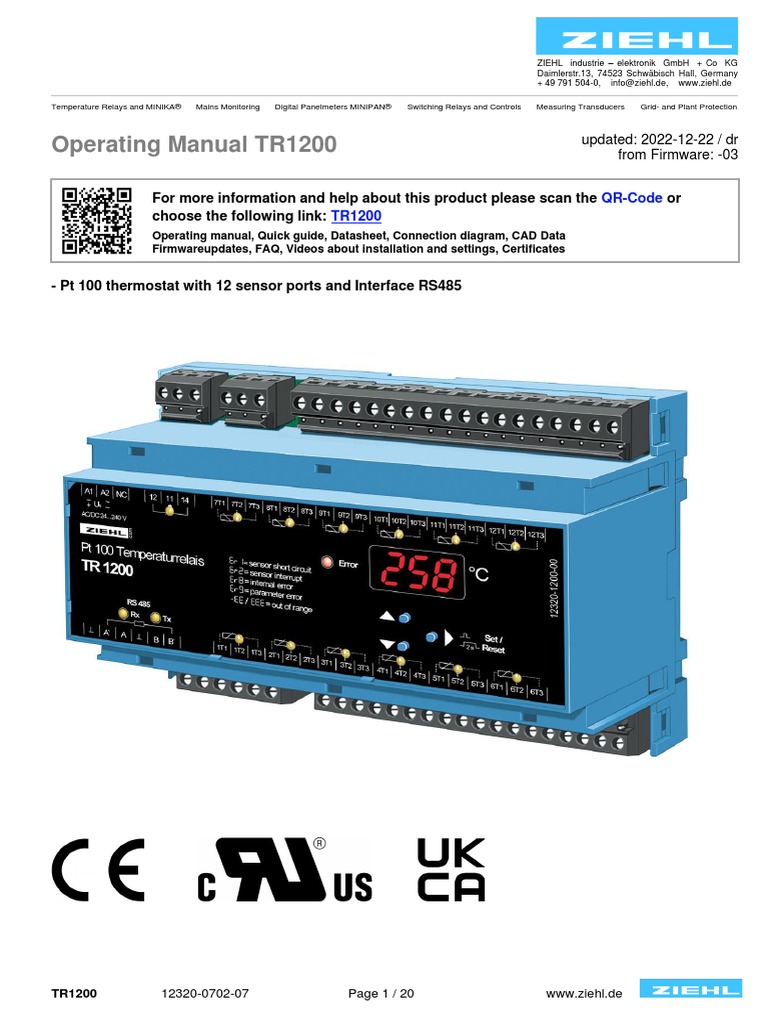 7XV5662-6AD10 Operating Manual Ziehl TR1200 12320-0702-07 e | PDF ...
