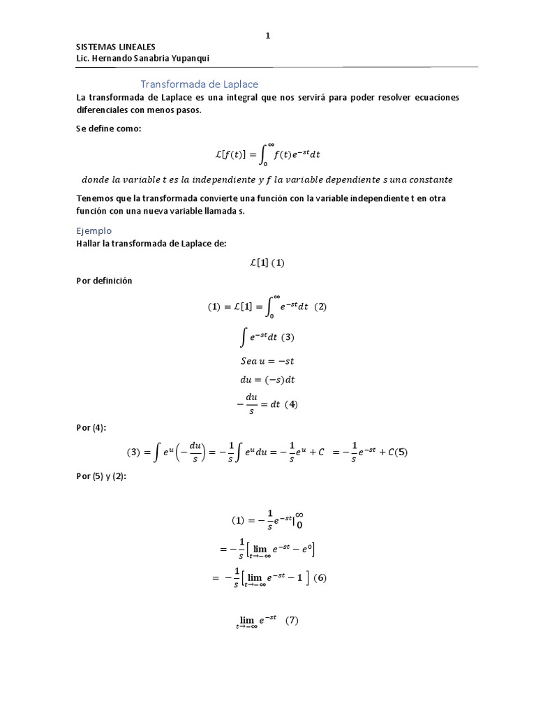 Transformada de Laplace: Ejemplo | PDF | Integral | Transformada de Laplace