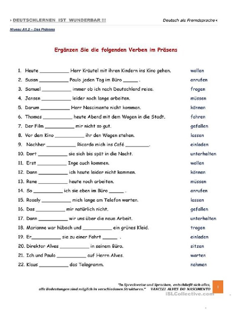 Verben Präsens | PDF