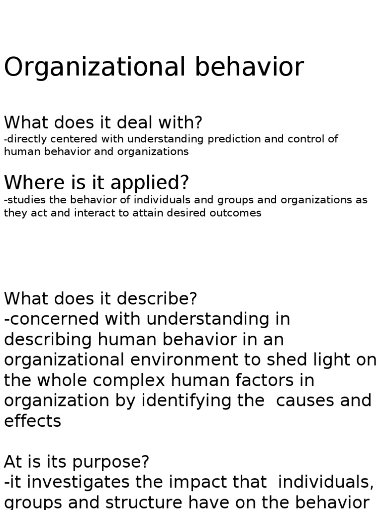 Understanding Organizational Behavior | PDF