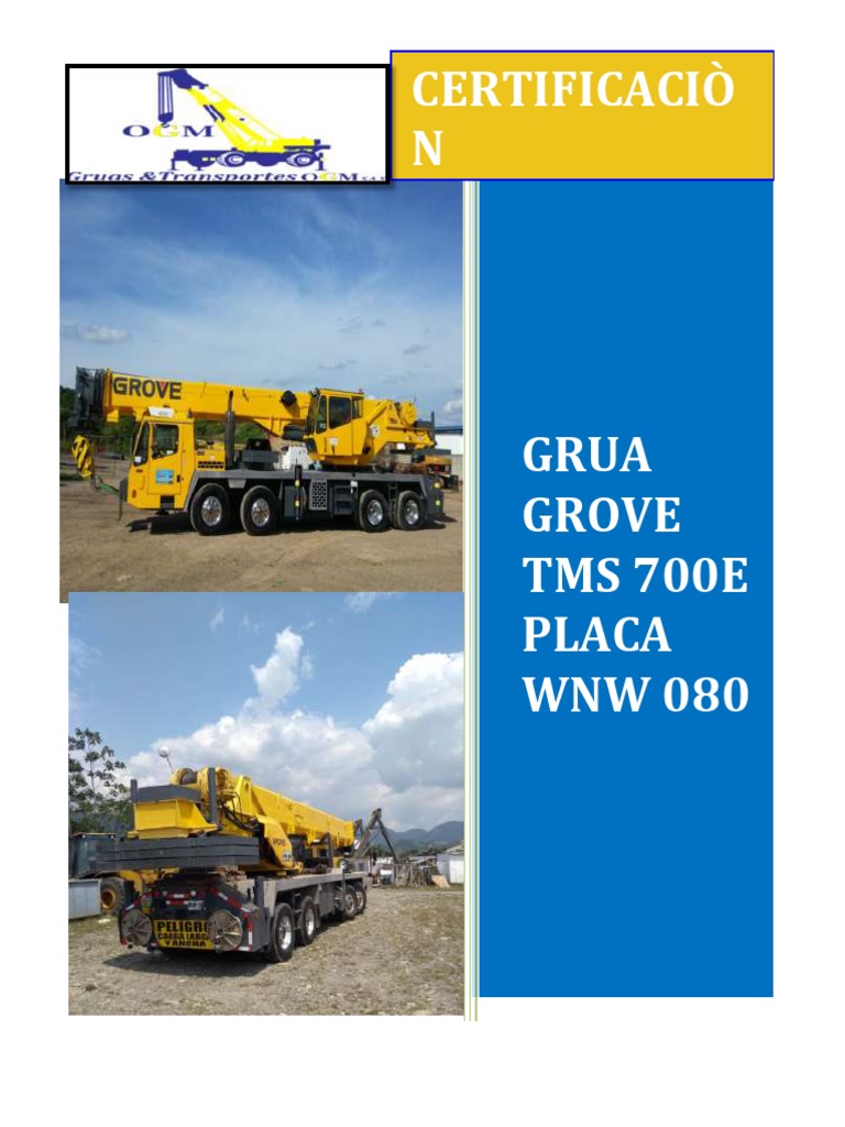 Inspección Grúa Grove TMS 700E | PDF | Camión | Grúa (máquina)
