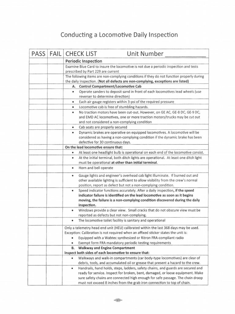 Locomotive Inspection Forms | PDF | Locomotives | Truck