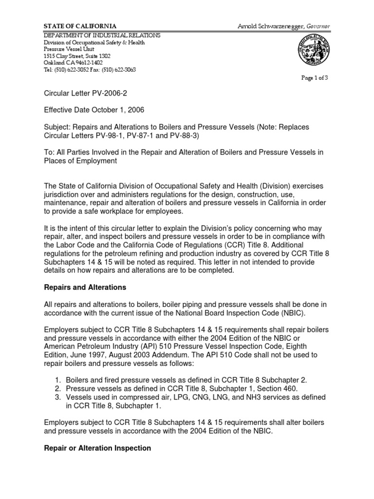 California Code of Regulations, Title 8, Section 6857. Vessels, Boilers ...