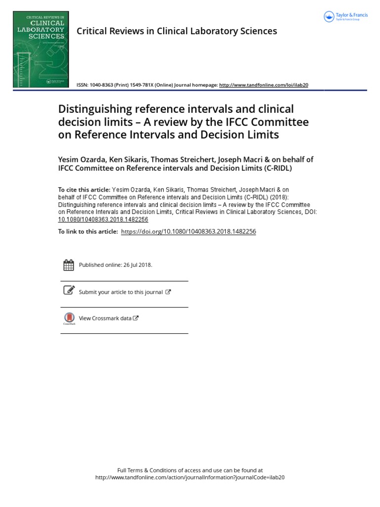 Distinguishing Reference Intervals and Clinical Decision Limits | Download Free PDF | Glycated ...