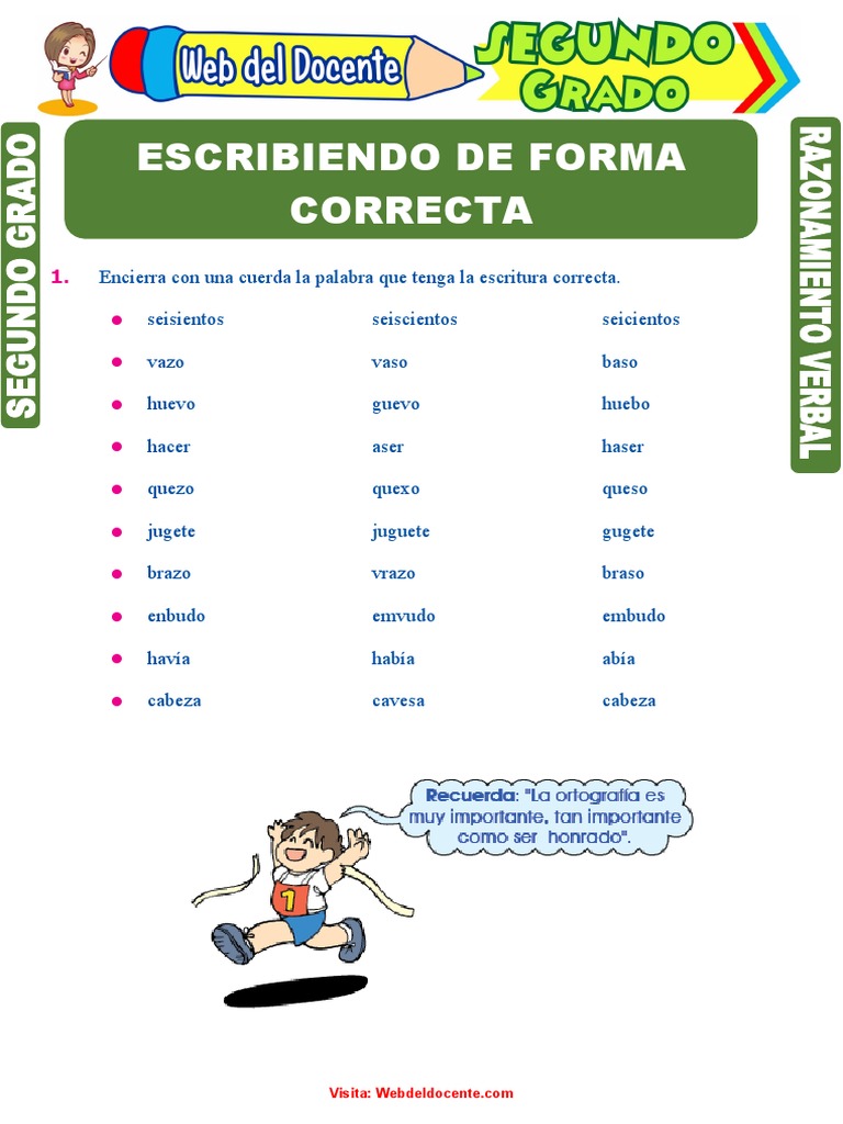 Escribiendo de Forma Correcta para Segundo Grado de Primaria | PDF