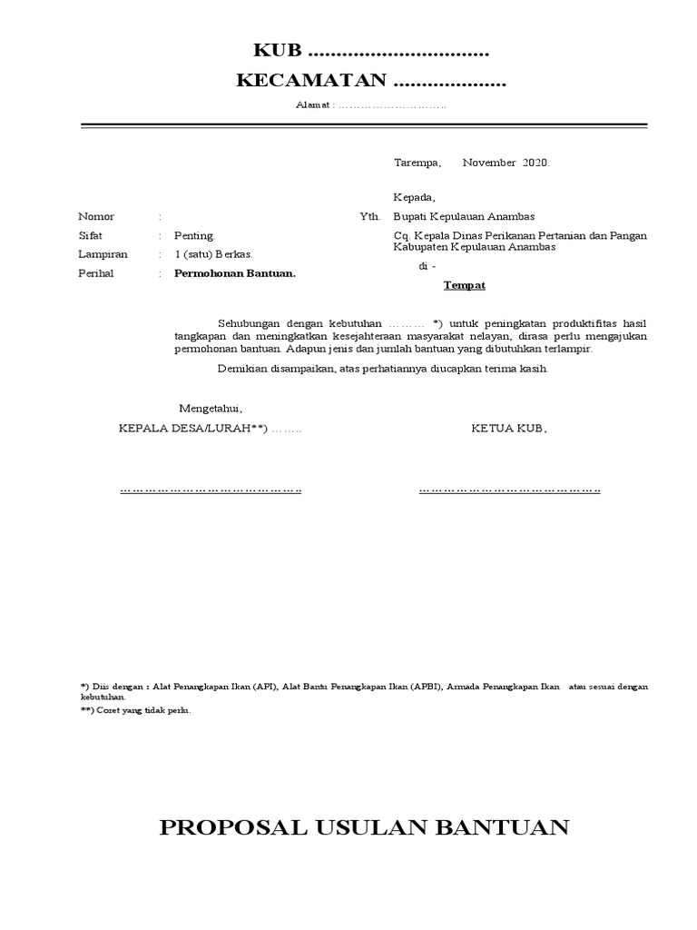 Proposal Usulan Bantuan | PDF