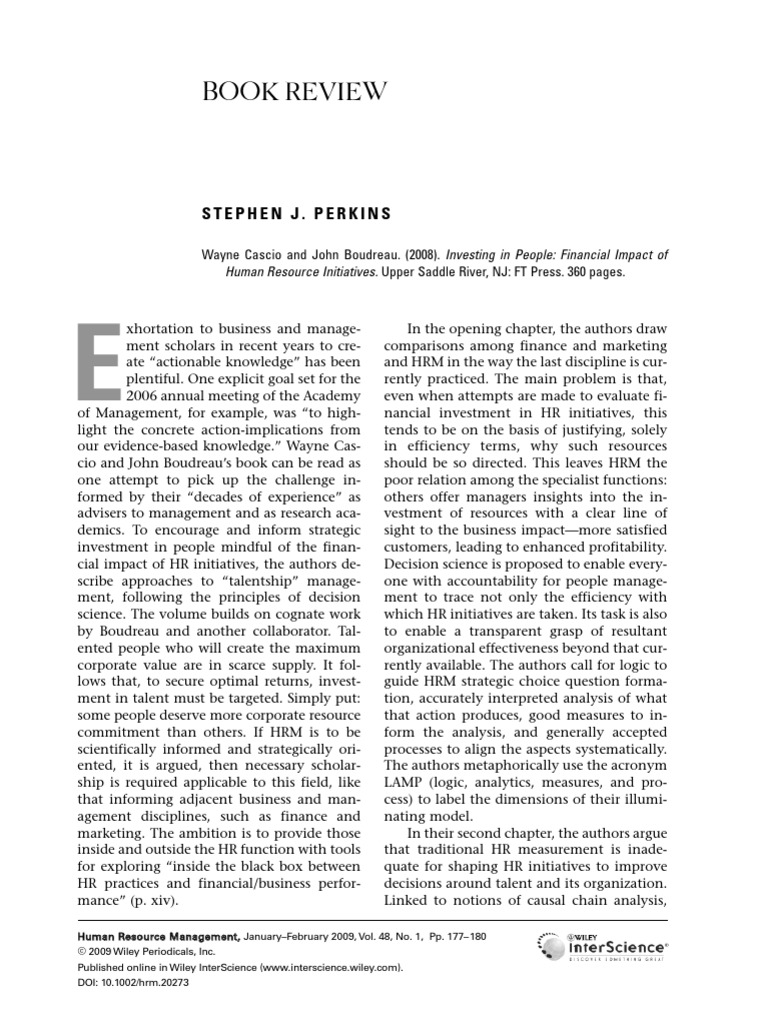 Wayne Cascio and John Bourdreau Investin | PDF | Human Resource ...