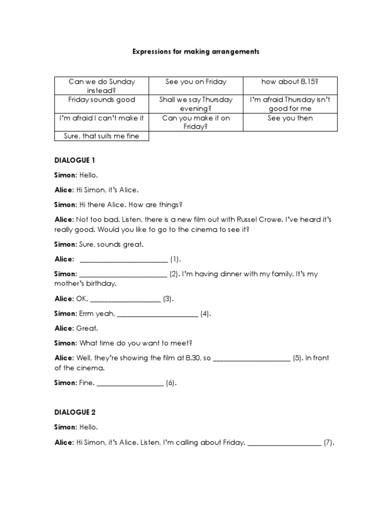 Expressions For Making Arrangements | PDF