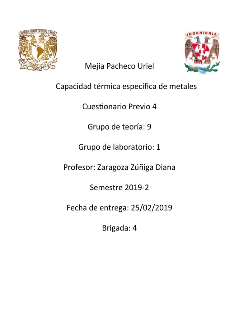 Previo 4 Termodinamica | PDF | Metrología | Sustancias químicas