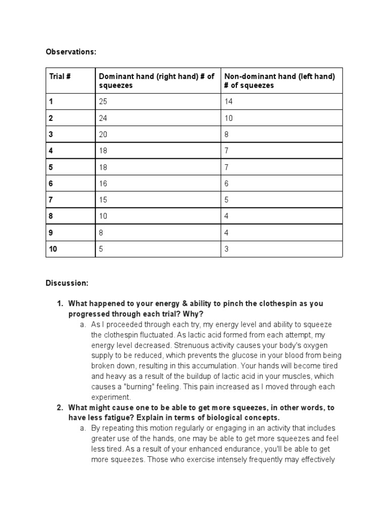 Anaerobic Respiration - Muscle Fatigue Lab | PDF | Skeletal Muscle ...