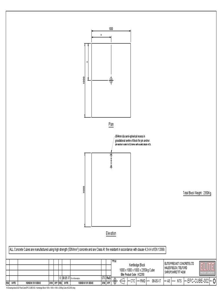 EPC-CUBE-002 - Kentledge Block 1000 X 1000 X 1000 X 2350kg Cube (KC2350 ...