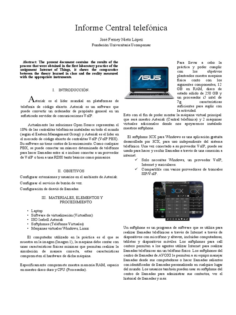 Informe Central Telefónica | PDF | Voz sobre IP | Diodo emisor de luz