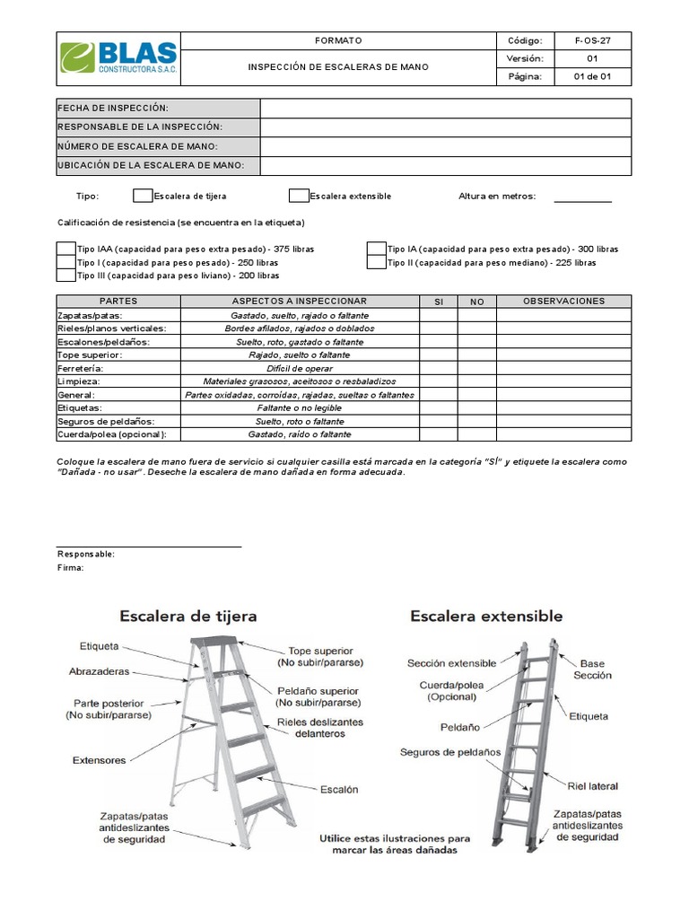 Check List - Escaleras de Mano | PDF