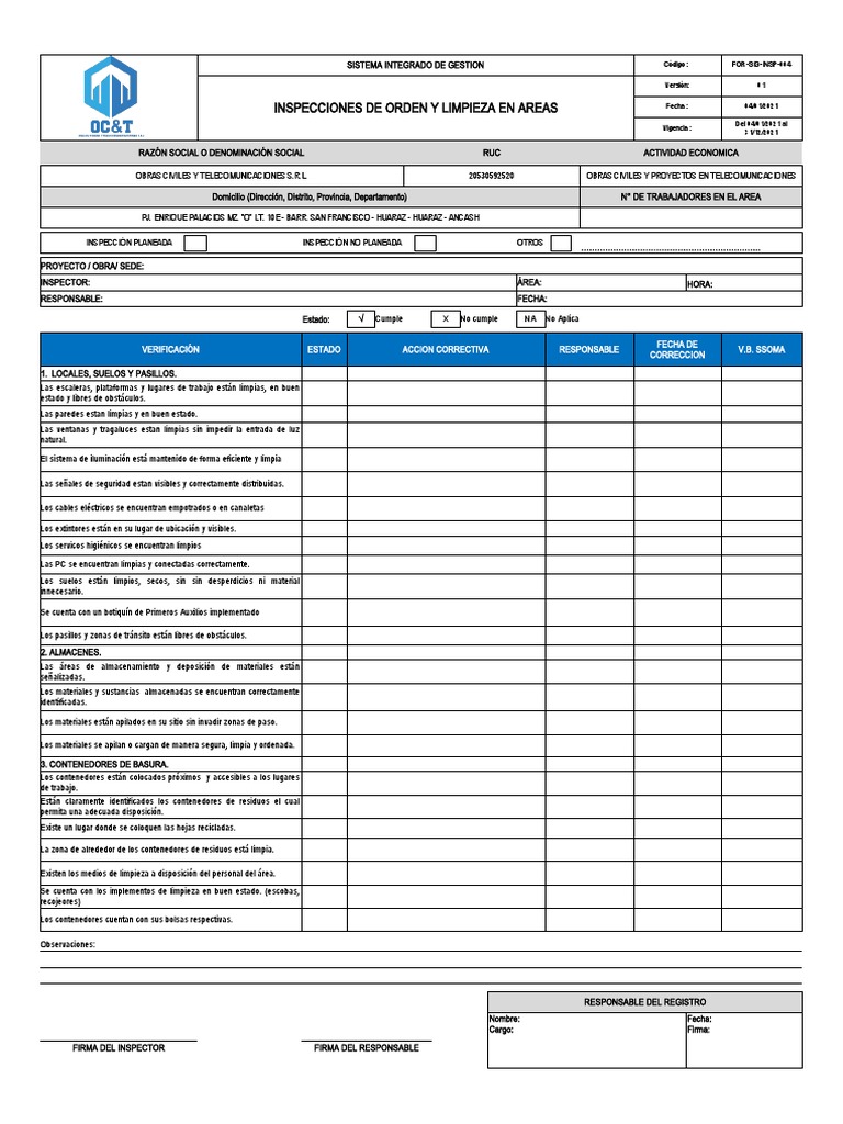 Check List - Orden y Limpieza 2 | Descargar gratis PDF | Residuos Check List - Orden y Limpieza 2 | Descargar gratis PDF | Residuos