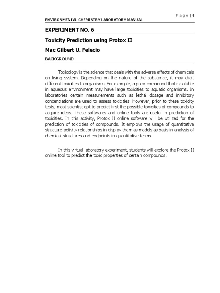 Toxicity Prediction using Protox II | PDF | Toxicity | Toxicology