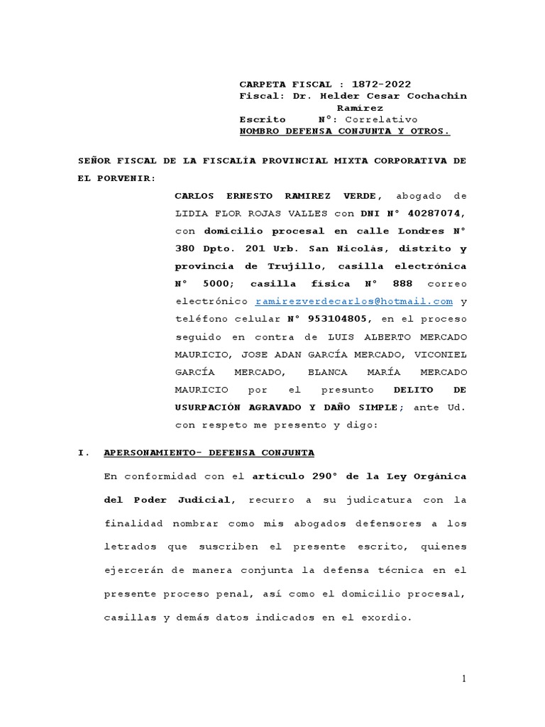 C.F. 1872-2022 Nombro Defensa Conjunta y Otros | PDF | Esfera pública ...