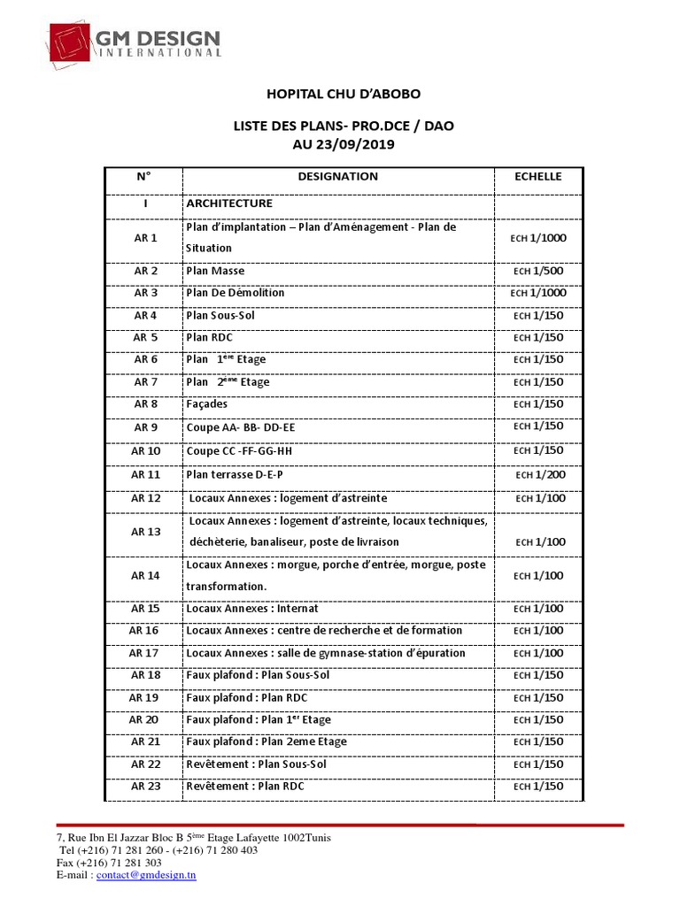 Liste Des Plans Chu Abobo | PDF | Design environnemental | Matériaux de ...