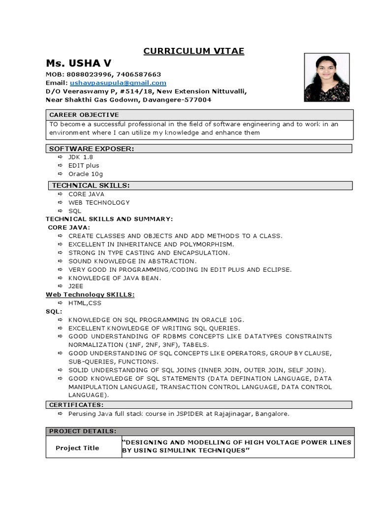 Curriculum Vitae-2 | PDF | Sql | Java (Programming Language)