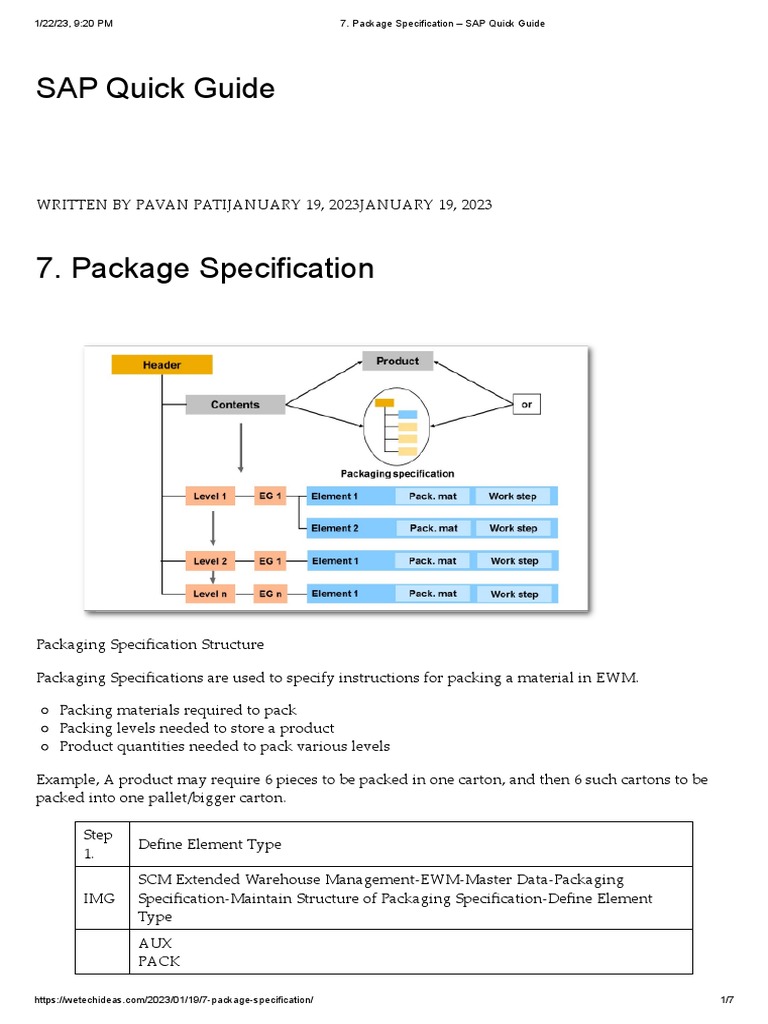 Package Specification Sap Quick Guide Pdf Packaging And Labeling Warehouse