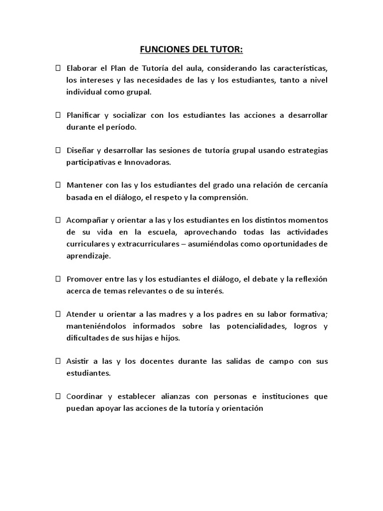 Funciones y Perfil Del Tutor. | PDF
